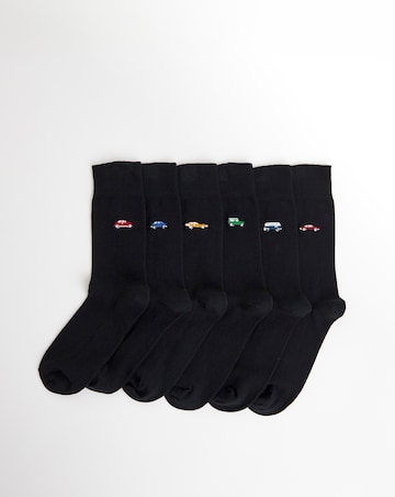 6 Pack Car embroidered Socks | Jacamo