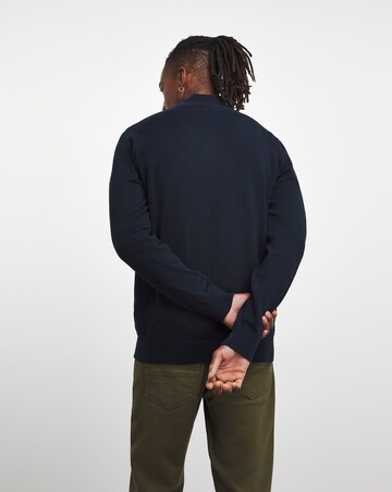 Dark Navy Zip Through Funnel Neck Knit Cardigan | Jacamo
