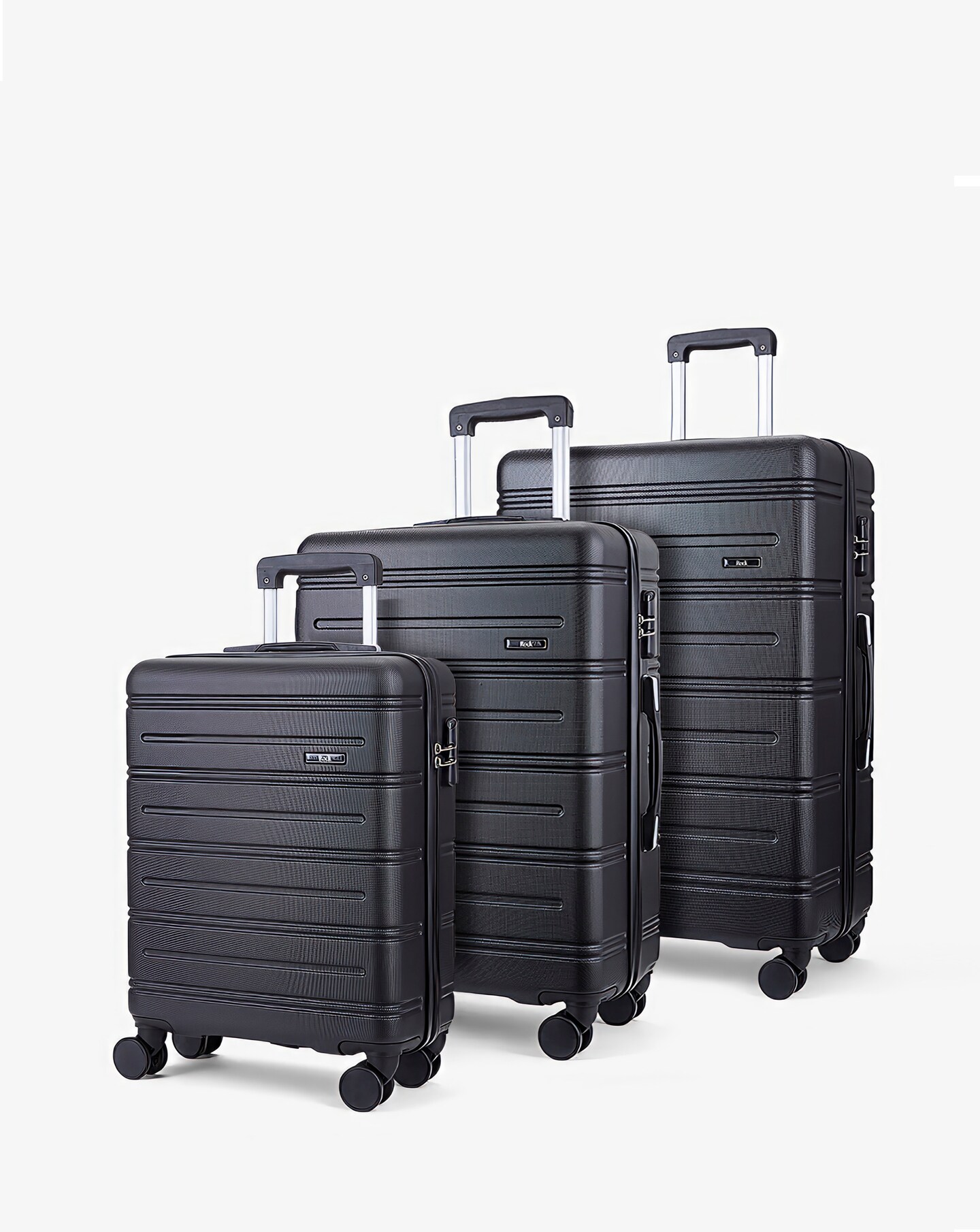 Rock Lisbon 3pc Suitcase Set Black | Jacamo