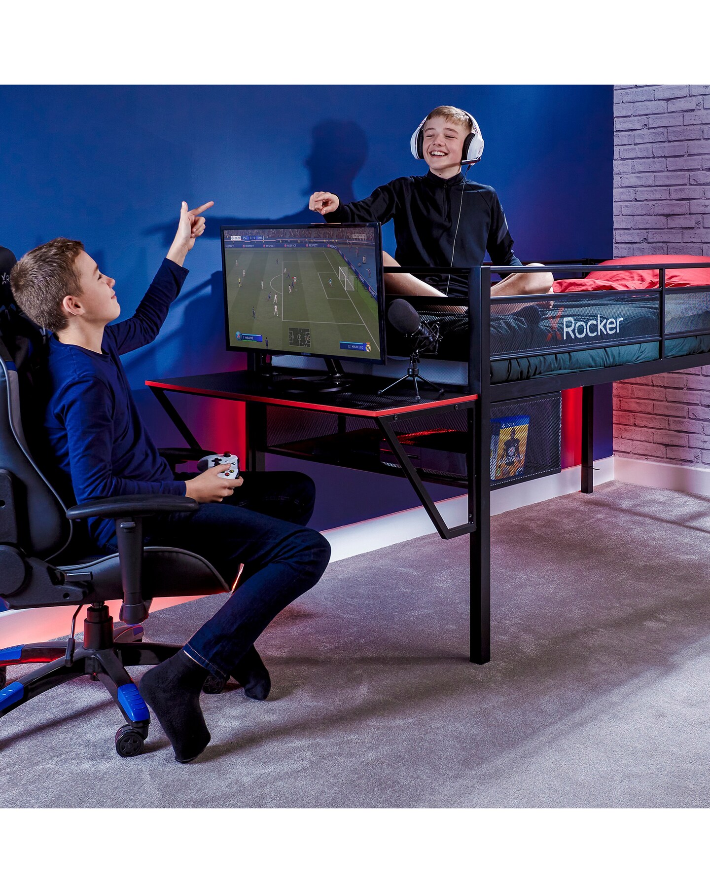 X Rocker Sanctum Mid Sleeper and Desk Gaming Combo Black Jacamo