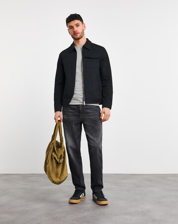 Black Zip Up Smart Harrington Jacket | Jacamo