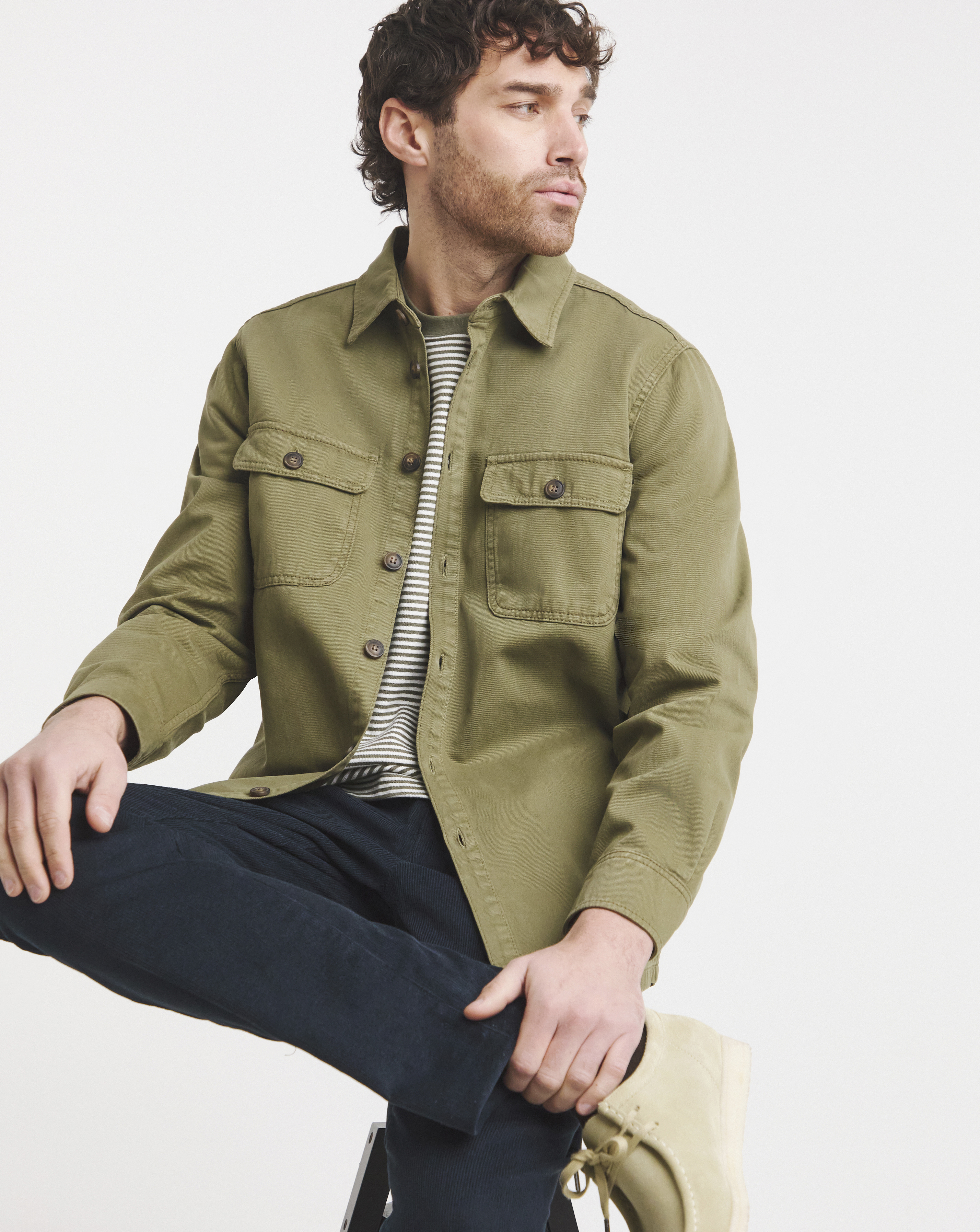 Tan Washed Cotton Shacket | Jacamo
