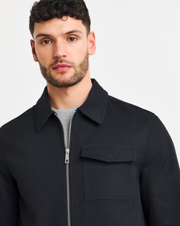 Black Zip Up Smart Harrington Jacket | Jacamo