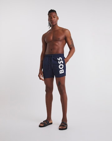 BOSS Octopus Navy Bold Logo Swimshort | Jacamo