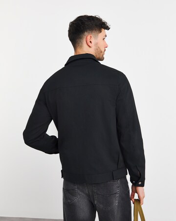 Black Zip Up Smart Harrington Jacket | Jacamo