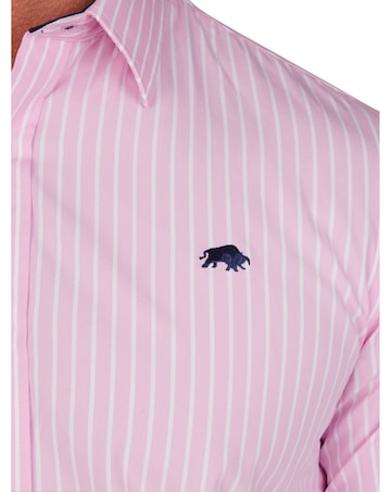 Raging Bull Classic Long Sleeve Stripe Shirt Pink | Jacamo