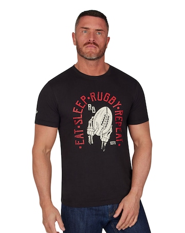 Raging Bull - Eat Sleep Rugby T-Shirt - Black | Jacamo
