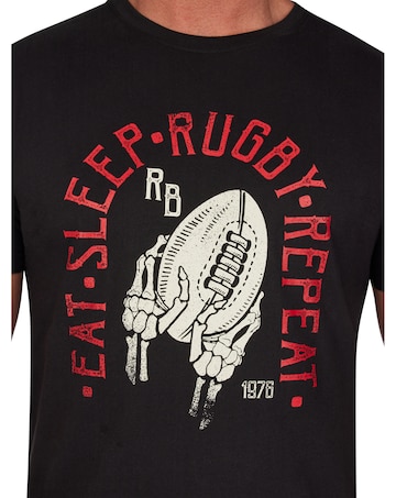 Raging Bull - Eat Sleep Rugby T-Shirt - Black | Jacamo