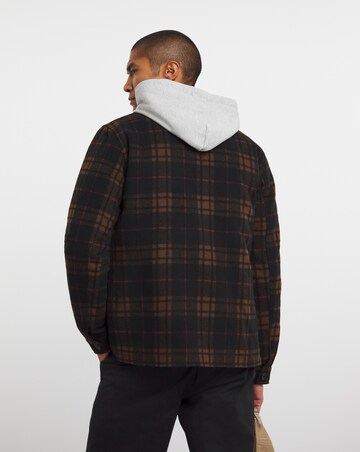 Black Check Quilted Lined Shacket | Jacamo