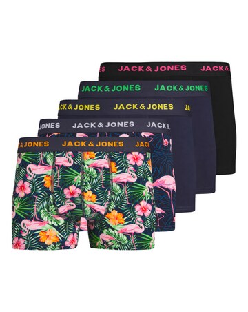 Jack & Jones Pink Flamingo Trunks 5 Pack | Jacamo