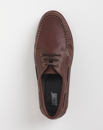 Leather Cleated Sole Boat Shoe Wide | Jacamo