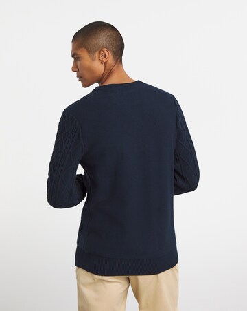 Dark Navy Cable Knit Crew Neck | Jacamo