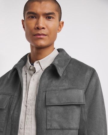Grey Faux Suede Zip Jacket | Jacamo