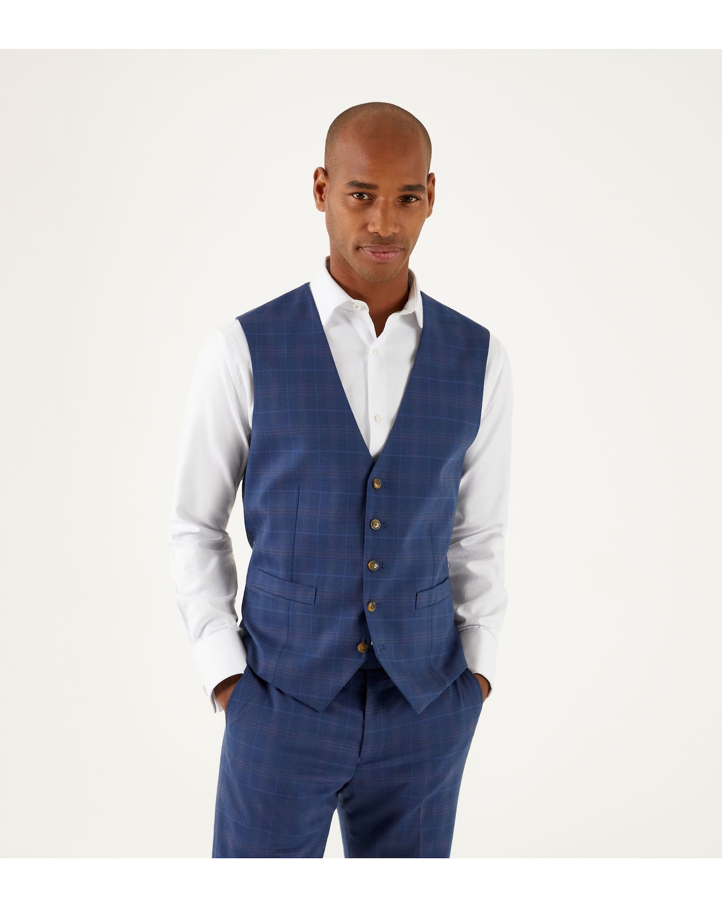 Skopes Elton Suit Waistcoat Navy Check | Jacamo