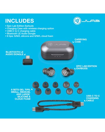JLab Epic Lab Edition True Wireless Earbuds - Black | Jacamo