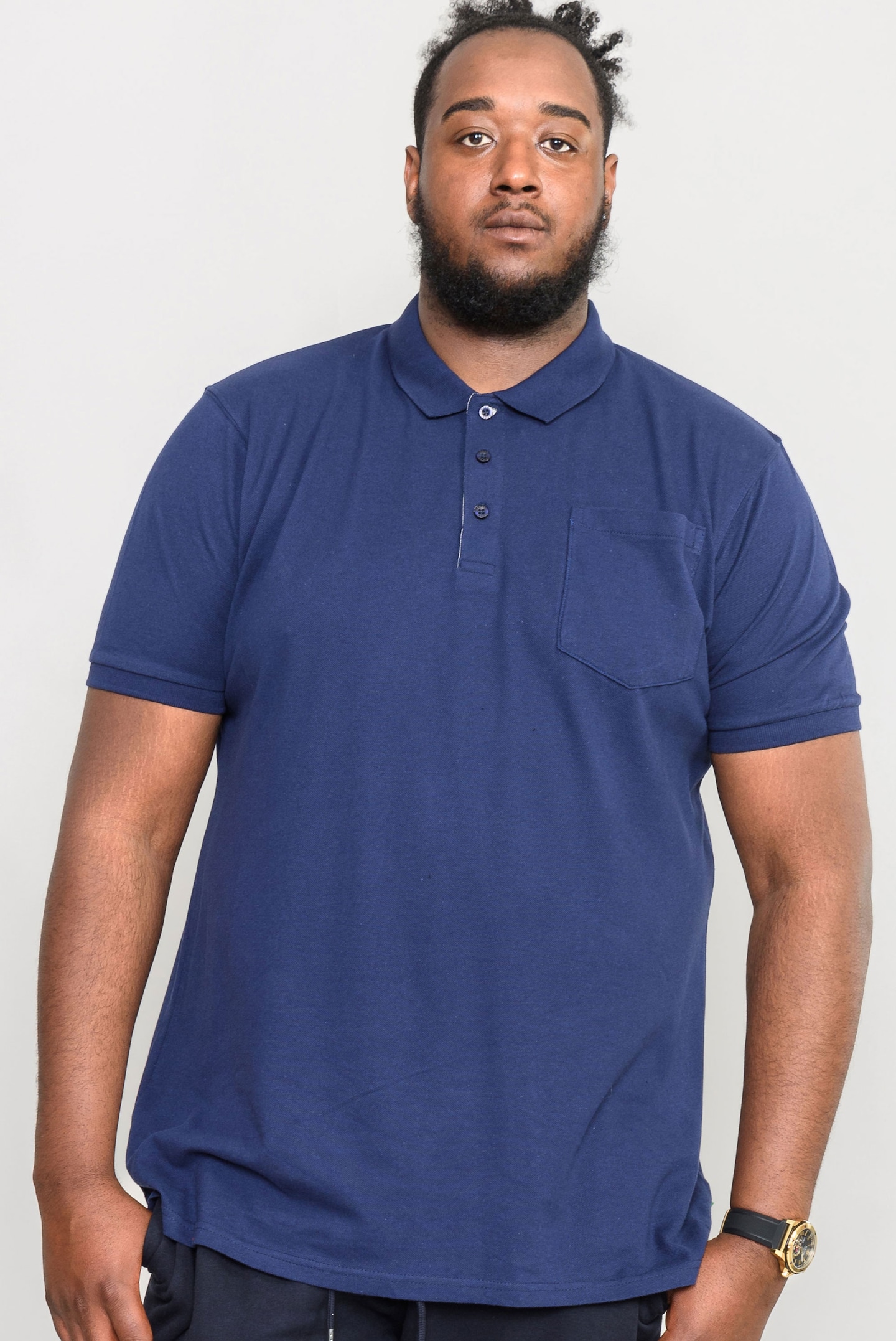 D555 Grant Navy Pique Polo Shirt | Jacamo