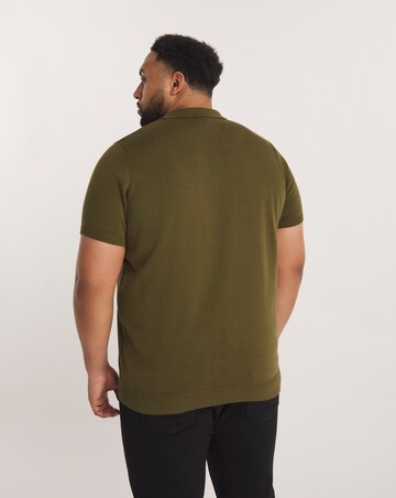 Khaki Short Sleeve Knitted Polo | Jacamo
