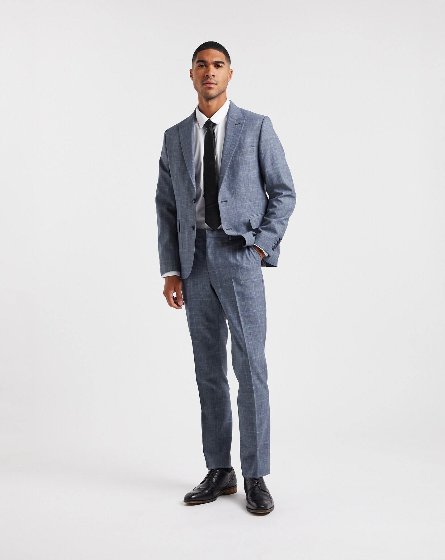 Blue Windowpane Check Reg Suit Jacket | Jacamo