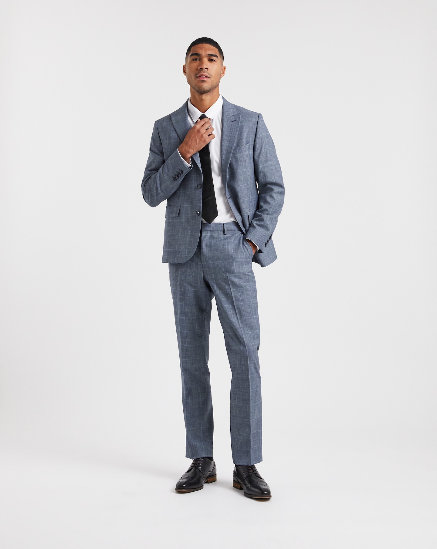 Blue Windowpane Check Reg Suit Trouser | Jacamo